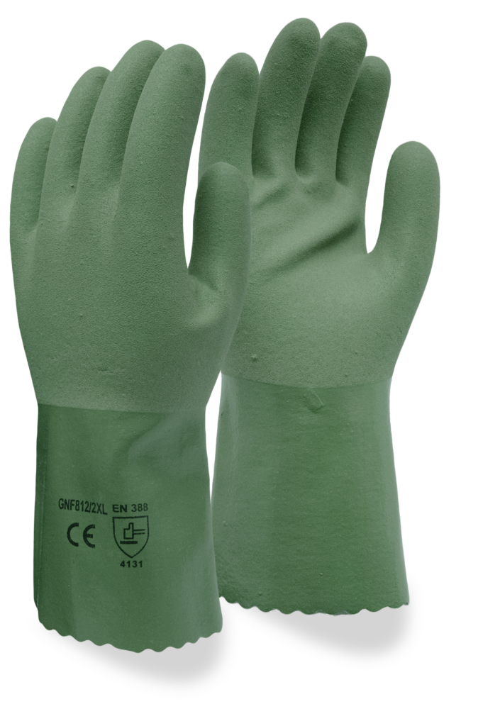 Green nitrile, interlock lining, 12″ – Seattle Glove
